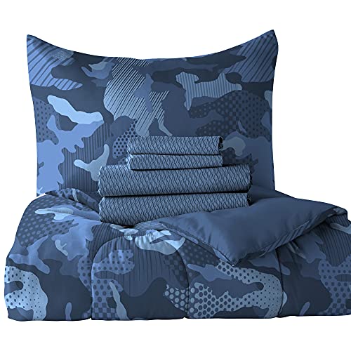 dream FACTORY Geo Camo Army Comforter Set, Full, Blue