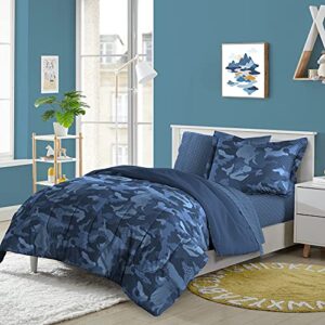 dream FACTORY Geo Camo Army Comforter Set, Full, Blue