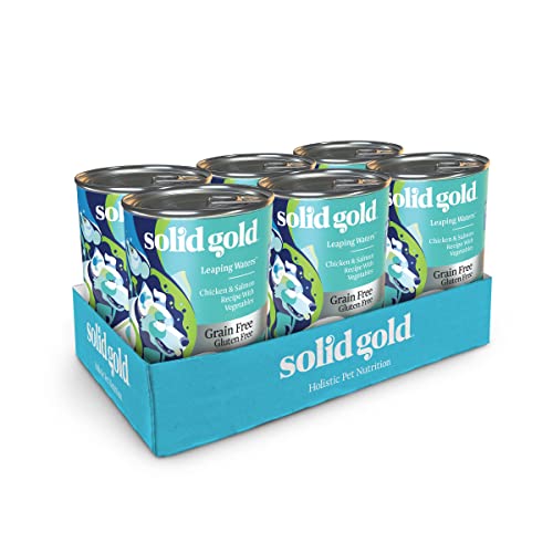 Solid Gold Wet Dog Food for Adult & Senior Dogs - Made with Real Chicken & Salmon - Leaping Waters Grain Free Canned Dog Food for Healthy Digestion & Sensitive Stomach