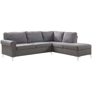 acme furniture melvyn sectional sofa - - gray fabric