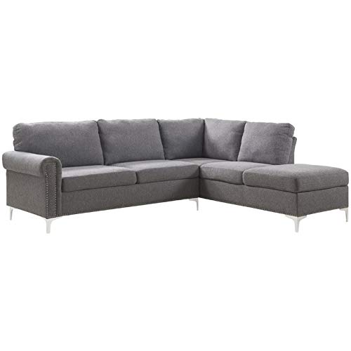 ACME FURNITURE Melvyn Sectional Sofa - - Gray Fabric