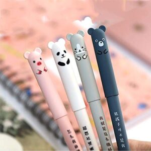 8pcs cute kawaii cartoon cat pig bear panda animal gel ink pen ballpoint 0.35mm blue ink student pens rollerball pens for student gift stationery office supplies, erasable pens friction erasable pen