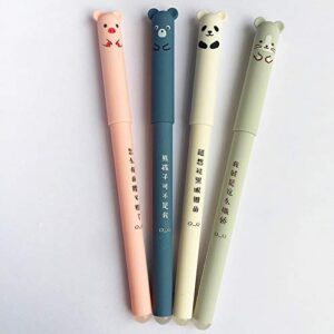 8pcs cute kawaii cartoon cat pig bear panda animal gel ink pen ballpoint 0.35mm black ink student pens rollerball pens for student gift stationery office supplies, erasable pen friction erasable pen