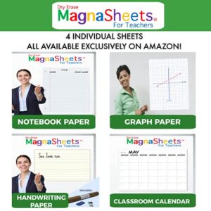 MAGNASHEETS Jumbo Sized Dry Erase Magnetic Handwriting Paper (22"W x 28"H) for Classroom Whiteboard | Eraser, Markers, Sheet, Storage Tube | Teacher Must Haves | Teacher Classroom Supplies | School