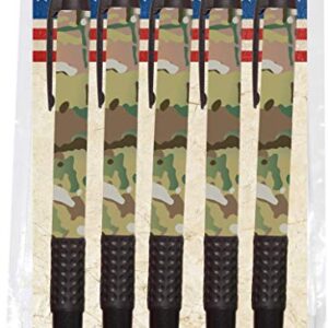 Multi-Cam Camouflage Ballpoint Pens with Grip - 5 Pack (Made in USA)