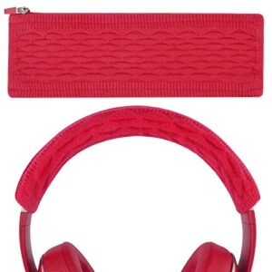 geekria knit fabric headband cover compatible with beats studio pro, studio3, solo3, solo2.0, bose qc35ii, qc25 headphones, head cushion pad protector, replacement repair part (red)