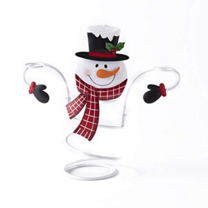 the lakeside collection wine bottle and glass holder - snowman