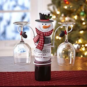 The Lakeside Collection Wine Bottle and Glass Holder - Snowman