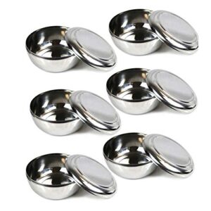 the elixir eco green set of 6, korean stainless steel rice bowl with lid set, korean kitchen restaurant, multi-purpose stainless steel bowl + lid set