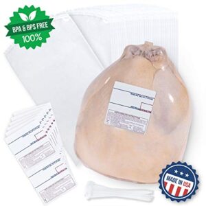 Poultry Shrink Bags (13x20) Zip Ties and Labels, 3 MIL, BPA/BPS Free, 3MIL, MADE IN USA (50)