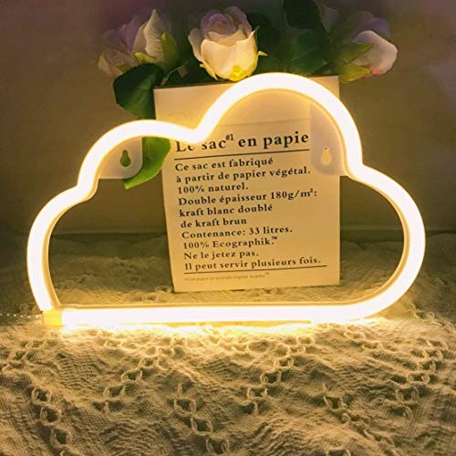 QiaoFei Neon Light,LED Cloud Sign Shaped Decor Light,Wall Decor for Chistmas,Birthday Party,Kids Room, Living Room, Wedding Party Decor (Warm White)