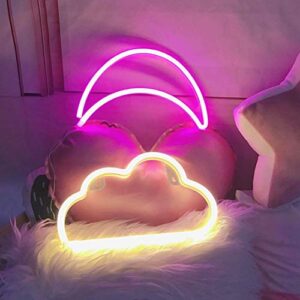 QiaoFei Neon Light,LED Cloud Sign Shaped Decor Light,Wall Decor for Chistmas,Birthday Party,Kids Room, Living Room, Wedding Party Decor (Warm White)