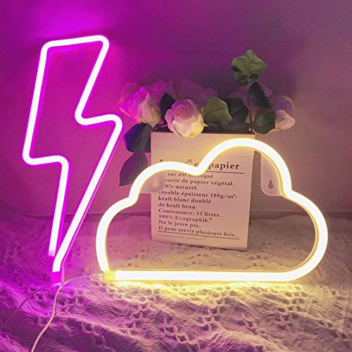 QiaoFei Neon Light,LED Cloud Sign Shaped Decor Light,Wall Decor for Chistmas,Birthday Party,Kids Room, Living Room, Wedding Party Decor (Warm White)