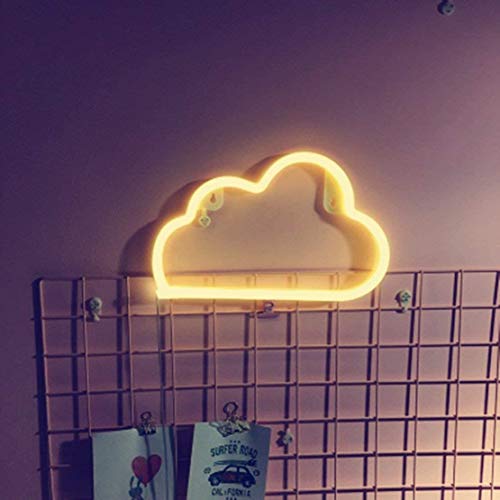 QiaoFei Neon Light,LED Cloud Sign Shaped Decor Light,Wall Decor for Chistmas,Birthday Party,Kids Room, Living Room, Wedding Party Decor (Warm White)