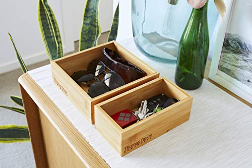 Thomas Grace Homewares 5-Piece Bamboo Storage Box & Organizer Set Multi-sized Set of 5 Drawer Dividers Organizer Boxes for kitchen, office, jewellery, junk, cosmetic, bath, bedroom or Gift.