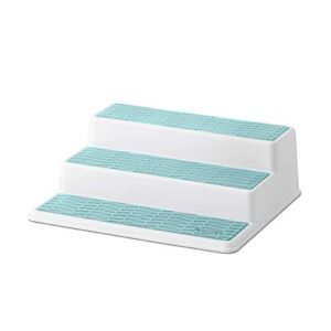 copco non-skid 3-tier spice pantry kitchen cabinet organizer, 10-inch, white/aqua