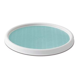 copco 5234754 non-skid pantry cabinet lazy susan turntable, 12-inch, white/aqua