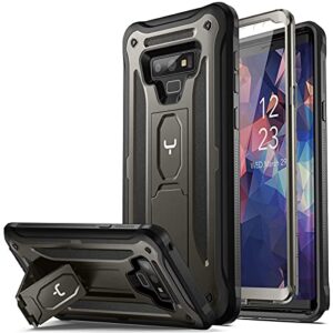 youmaker kickstand case for galaxy note 9, full body with built-in screen protector heavy duty protection shockproof rugged cover for samsung galaxy note 9 6.4 inch - gun metal/black