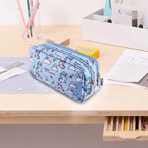 SIQUK Unicorn Pencil Case Large Capacity Pen Bag Double Zippers Unicorn Makeup Bag Stationery Bag Cosmetic Bag with Compartments