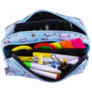 SIQUK Unicorn Pencil Case Large Capacity Pen Bag Double Zippers Unicorn Makeup Bag Stationery Bag Cosmetic Bag with Compartments