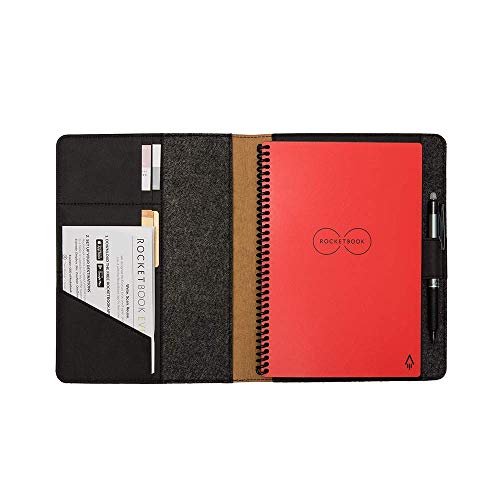 Moonsafari A5 Reusable Notebook Cover & Rocketbook Cover Smart Business Notebook Cover for Everlast, Fusion, Wave, Moleskin and More with Pen Loop & Business Card Holder - Black,A5/Executive 8.8" x 6"