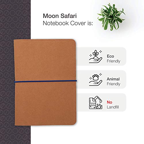 Moonsafari A5 Reusable Notebook Cover & Rocketbook Cover Smart Business Notebook Cover for Everlast, Fusion, Wave, Moleskin and More with Pen Loop & Business Card Holder - Black,A5/Executive 8.8" x 6"