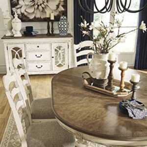 Signature Design by Ashley Realyn French Country Oval Dining Room Extension Table, Chipped White