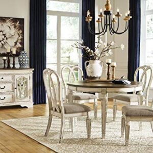 Signature Design by Ashley Realyn French Country Oval Dining Room Extension Table, Chipped White