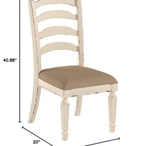 Signature Design by Ashley Realyn Dining Room Upholstered Chair 2 Count, Antique White