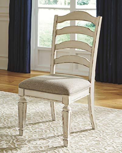 Signature Design by Ashley Realyn Dining Room Upholstered Chair 2 Count, Antique White