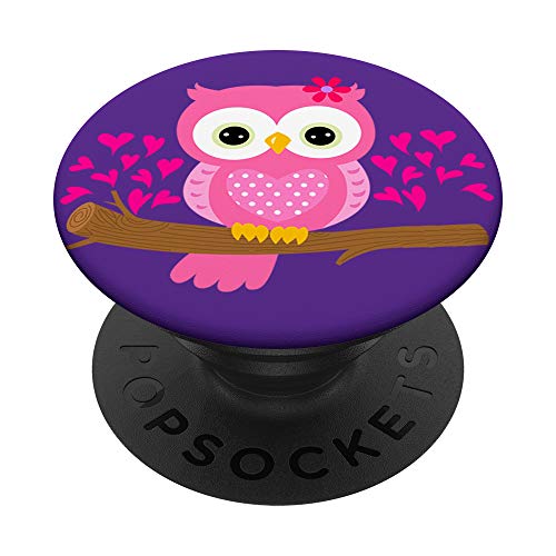 Night Owl Gifts Owls Pink Purple PopSockets Swappable PopGrip