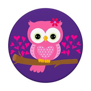 Night Owl Gifts Owls Pink Purple PopSockets Swappable PopGrip