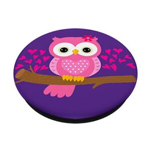 Night Owl Gifts Owls Pink Purple PopSockets Swappable PopGrip