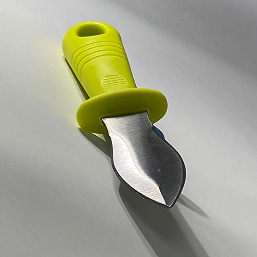 DragonFruitee Oyster Shucking Knife, Commercial Grade Clam and Shellfish tool With Ergonomic Grip And Anti-Slip Handle, Good For Home Restaurant Kitchen And Outdoor Use, Yellow/Silver (1 Count)