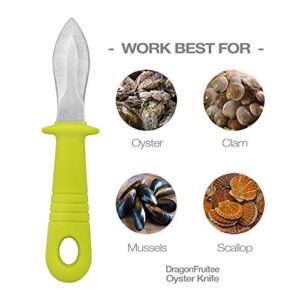 DragonFruitee Oyster Shucking Knife, Commercial Grade Clam and Shellfish tool With Ergonomic Grip And Anti-Slip Handle, Good For Home Restaurant Kitchen And Outdoor Use, Yellow/Silver (1 Count)