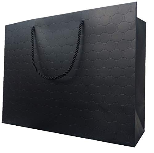 MODEENI Large Black Gift Bags with Handles for Presents 13x5x10 Luxury Boutique Bags 12 Pack Black Paper Shopping Bag