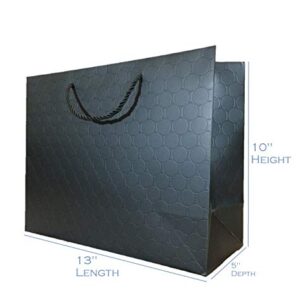 MODEENI Large Black Gift Bags with Handles for Presents 13x5x10 Luxury Boutique Bags 12 Pack Black Paper Shopping Bag