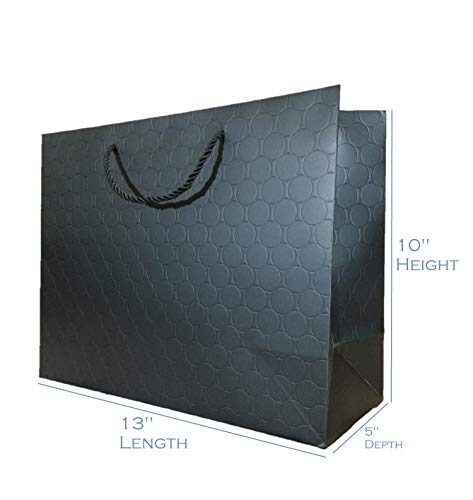 MODEENI Large Black Gift Bags with Handles for Presents 13x5x10 Luxury Boutique Bags 12 Pack Black Paper Shopping Bag