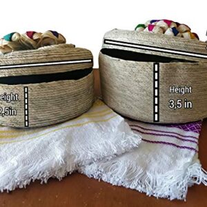 2 Pack Tortillero & Pancake Handwoven Basket & Handloomed Tortilla Cloth 2 Pack Warmer Keeper Bundle 100% Palm Mexican Art.