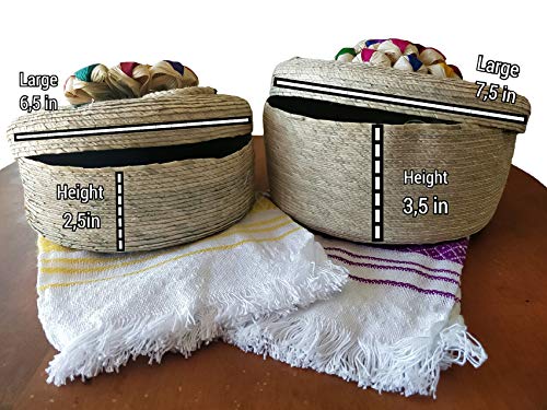 2 Pack Tortillero & Pancake Handwoven Basket & Handloomed Tortilla Cloth 2 Pack Warmer Keeper Bundle 100% Palm Mexican Art.