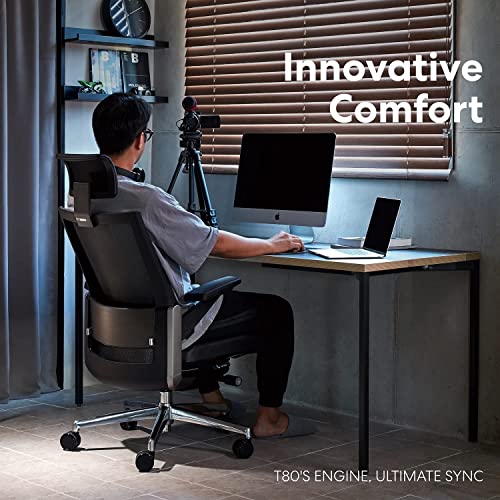 SIDIZ T80 Ergonomic Home Office Chair : German Mechanism for Extreme Comfort, Adjustable Headrest and Lumbar Support, 3-Way Armrests, Forward Tilt Adjustment, Adjustable Seat Depth, Mesh Back (Black)