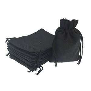 bezall 50pcs black burlap bags 5x7, drawstring linen jewelry gift bags jute sacks halloween candy pouch wedding party favor bags