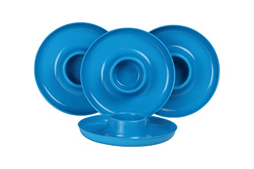 GreatPlate GP-TEAL-4PK AZ Teal Plate 4-Pack, 4 Teal GreatPlates, Food Tray and Beverage Holder, Dishwasher Safe, Microwave Safe, Made in USA, Picnics, Parties, Tailgates, Appetizers, Great for Kids