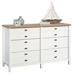 Sauder Cottage Road Dresser, L: 56.77" x W: 19.29" x H: 35.35", Soft White finish