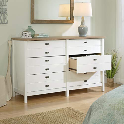 Sauder Cottage Road Dresser, L: 56.77" x W: 19.29" x H: 35.35", Soft White finish