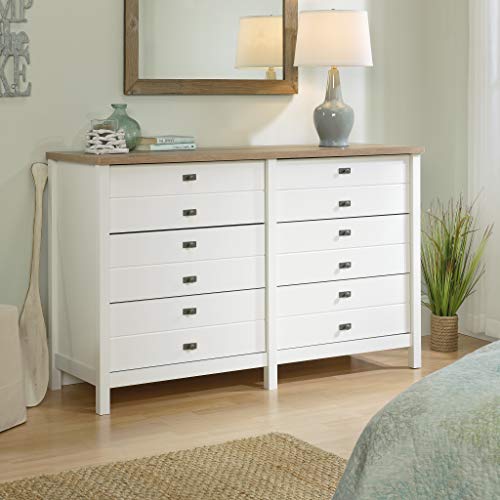 Sauder Cottage Road Dresser, L: 56.77" x W: 19.29" x H: 35.35", Soft White finish