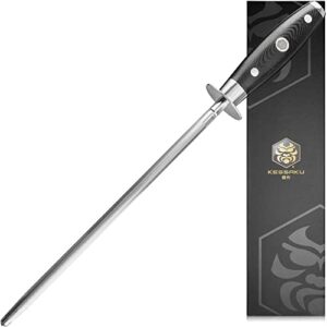 kessaku sharpening honing rod - 10 inch - dynasty series - high carbon stainless steel - g10 garolite handle