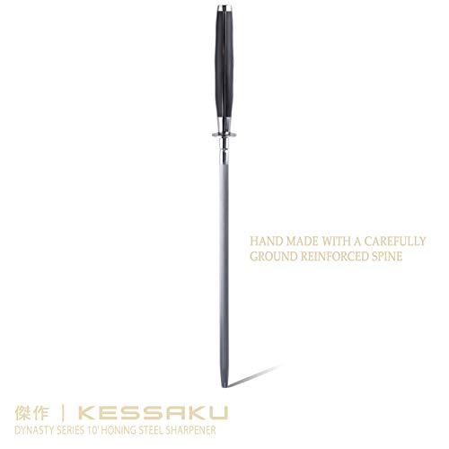 KESSAKU Sharpening Honing Rod - 10 inch - Dynasty Series - High Carbon Stainless Steel - G10 Garolite Handle