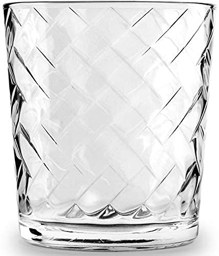 Circleware Chevron Huge Glassware Highball Tumbler Drinking Glasses and Whiskey Cups for Water, Beer, Juice, Ice Tea Beverages, 12 Piece Set, Clear