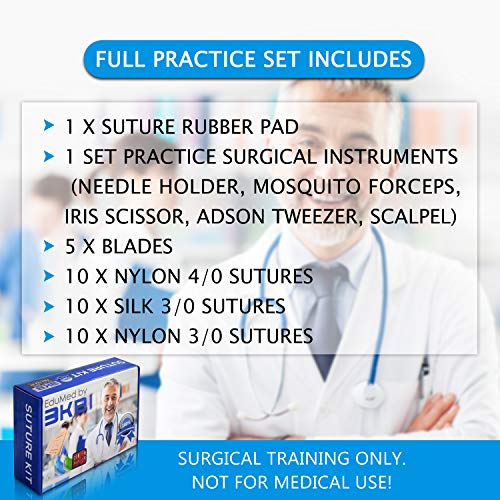 EduMed 41 Piece Practice Suture Kit, Medical & Veterinary Surgical Training Kit